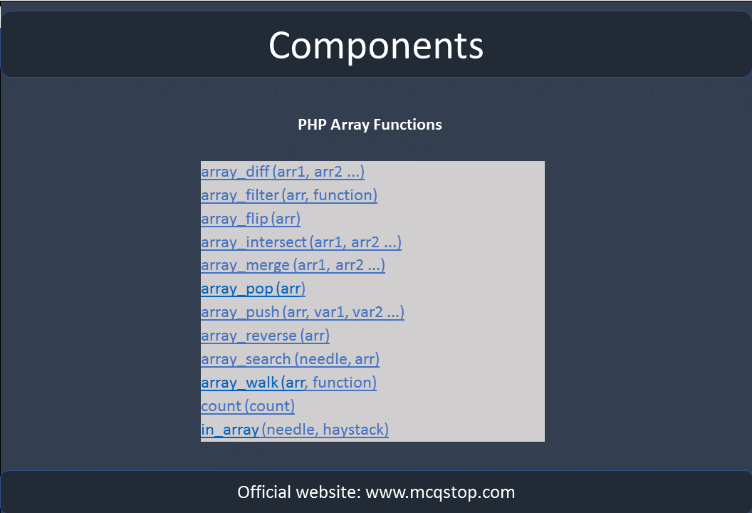 Learn PHP Cheat sheet For beginners PDF - MCQSTOP