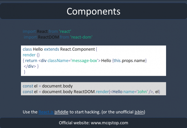 Learn React Cheat sheet For beginners PDF - MCQSTOP